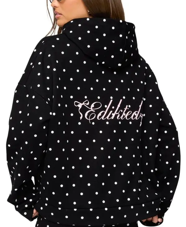 Edikted Chelsie Polka Dot Hoodie - Black And White | Editorialist